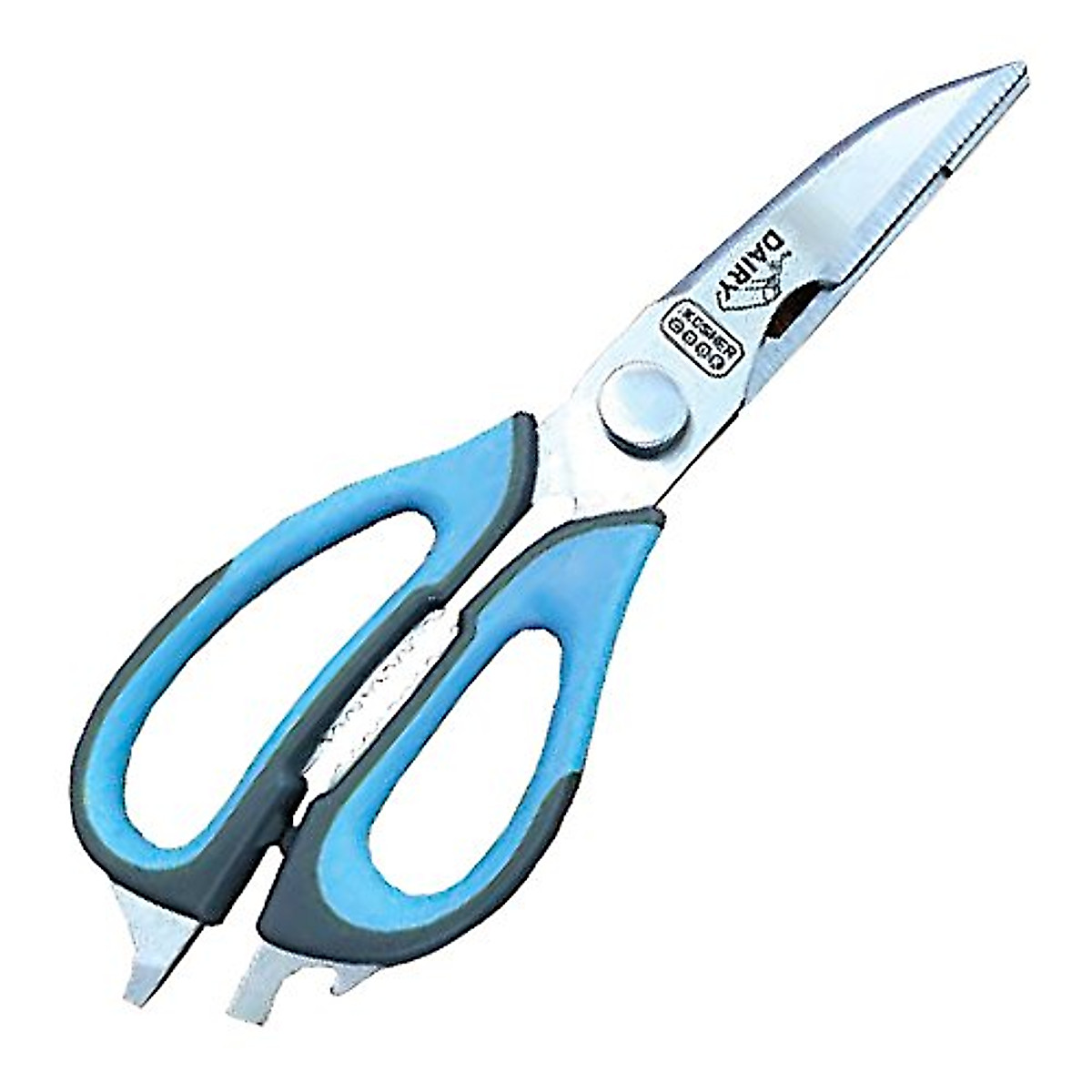 Dairy Blue Kitchen Shears – Heavy Duty Scissors with Ultra Sharp Blades and Comfort Rubber Grip Handles - Color Coded Kitchen Tools by The Kosher Cook