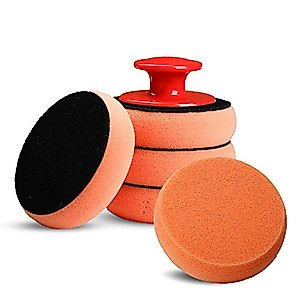 6PCS Car Wax Applicator Pads Kit, Soft Sponge Applicators Foam Waxing Pad with Grip Handle for Car Polishing and Cleaning