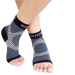 Foot & Ankle Brace Socks - Plantar Fasciitis Relief Neuropathy Socks, Arch Support for Women & Men, Ankle Compression Sleeve for Heel Spurs, Tendonitis, Ankle Wrap for Sprained Ankle Black S-M