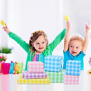 Bolsome 50 Sheets Spring Pastel Tissue Paper Buffalo Plaid Wrapping Paper Pink Yellow Blue Green Purple Gift Tissue Paper for Home DIY Gift Bags Spring Easter Birthday Decoration, 20 x 30inch