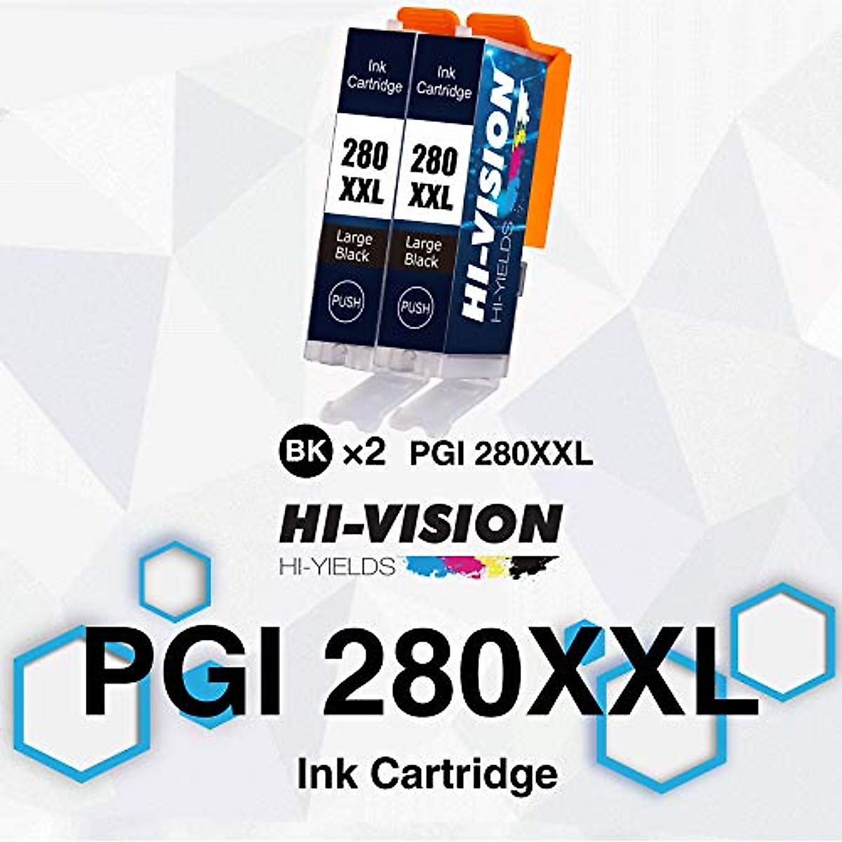 HI-VISION HI-YIELDS (2- Large Black Pack) Compatible 280xxl Ink Cartridge PGI-280XXL PGI280XXL High Yield for Pixma Wireless TS8120 TS6120 TR7520 TR8520 TS9120 TS8120 TS6220