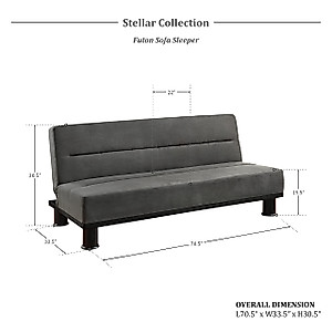 Lexicon Stellar Futon Sofa Sleeper, Gray