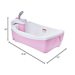 Summer Infant Lil Luxuries Whirlpool Bubbling Spa & Shower (Pink) Luxurious Baby Bathtub with Circulating Water Jets, 2 Piece Set (Pack of 1)