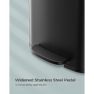SONGMICS Kitchen Trash Can, 18-Gallon Stainless Steel Garbage Can, with Stay-Open Lid and Step-on Pedal, Soft Closure, Tall, Large and Space-Saving, Black ULTB520B68