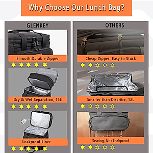 GLENKEY Expandable Large Insulated Lunch Box, Heavy Duty Lunch Cooler Bag Durable Leakproof Lunch Pail for Men Women Adults Work Shift Outdoor Picnic Camping Road Trip, 24 Can, Black