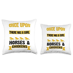 Horse and Hen Haven Gifts Vintage Rider Tee Girl Enthusiast Horse & Chicken Fun Woman Throw Pillow, 16x16, Multicolor