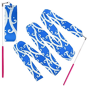LUTER 2pcs Streamer Dance Ribbon, 78.7inch Ribbons for Gymnastics Dance Ribbon with Ribbon Dancer Wand, Streamer on a Stick for Kids Artistic Dancing Training Birthday Party Favors (Blue)