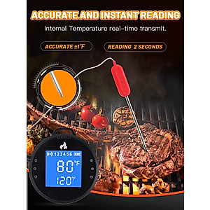 Sanwo WiFi Meat Thermometer with 2 Probes, Digital Wireless Instant Read Smart 2000mAH Rechargeable BBQ Grill Meat Thermometer with Timer, Alarm for Smoker, Oven, Grill, Roast, Kitchen Food Meat