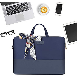 Laptop Bag for Women 15.6-Inch Carrying - Computer Bag Laptop Case Shoulder Slim Work Travel (Blue)
