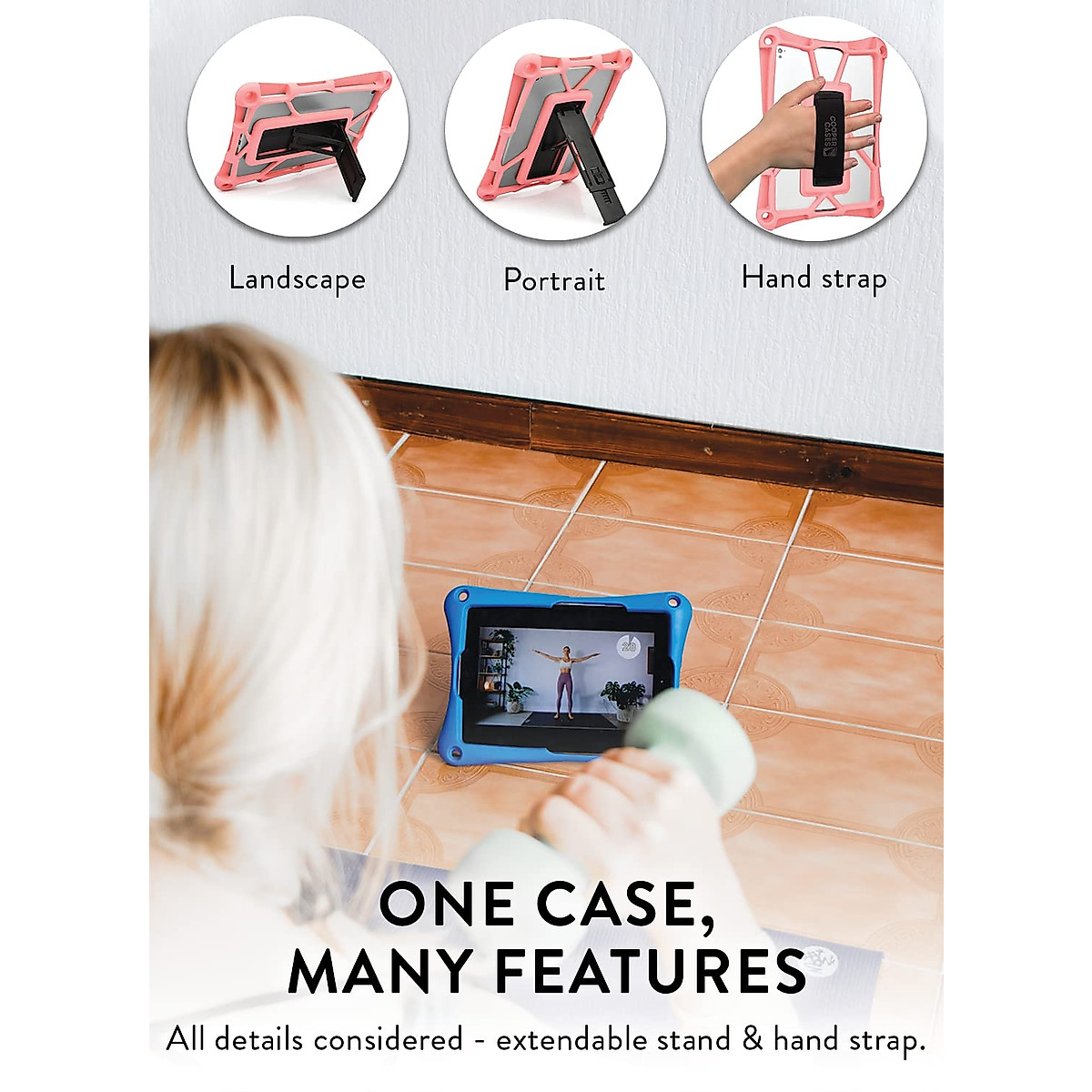 Cooper Trooper Rugged Case for 7.9, 8, 8.4, 8.7, 8.9" Tablets | Tough Bumper Protective Shock Proof Kids Holder Carrying Cover Bag, Stand, Strap