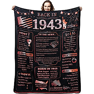 Henghere 80th Birthday Gifts for Women Friend, Mom, Grandma, Sister, Wife, Aunt, Coworker, Happy 80 Year Old Birthday Decorations Women | Blanket for Bed Sofa 60x50 Inches, Rose Gold