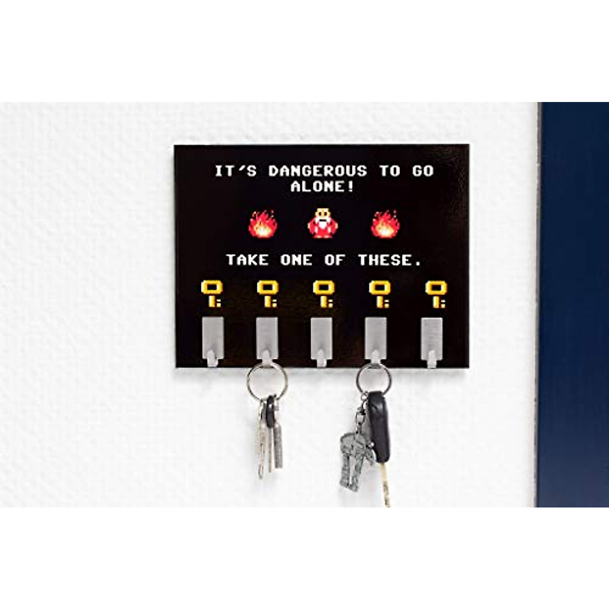 getDigital Dangerous to Go Alone Key Rack - Geeky Home and Office Decor Wall-Mounted Key Holder with 5 Metal Hooks - 21 x 16 cm