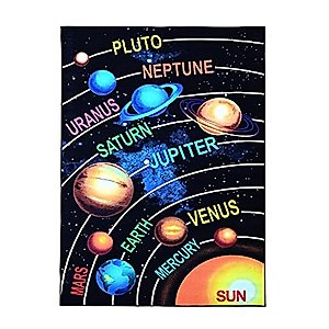 Furnish my Place 761 Solar System HD 4'4"x6'9" Area Rug Solar System for Playroom | Bedroom & Classroom | Washable Floor Mat | Contemporary Design | Multicolor
