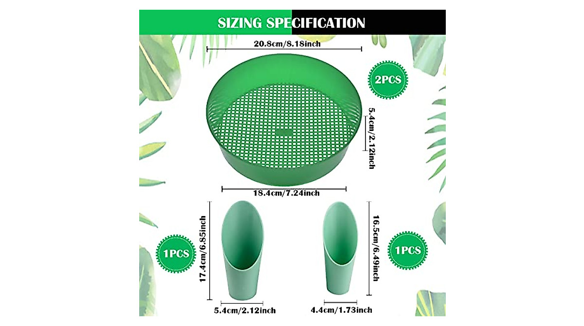 LNQ LUNIQ 4Pcs Round Garden Soil Sieve Tray Sand Sifter with Cylinder ...