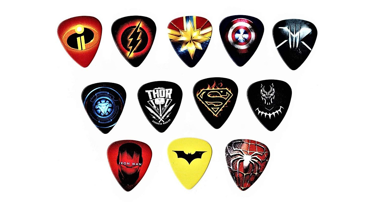 Marvel & DC Superhero Guitar Picks - 12 Pack