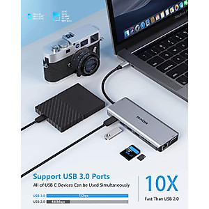 14 in 1 USB-C Docking Station - Dual Monitor Laptop Dock with 2 HDMI, VGA, 5 USB, SD/TF for Dell/Surface/HP/Lenovo Laptops