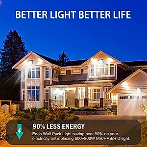 DragonLight 80W LED Wall Pack Light with Dusk-to-Dawn Photocell, IP65 Waterproof Security Flood Lights Outdoor, 5000K Daylight 10,800LM Super Bright 100-277V for Commercial Street & Area Lighting