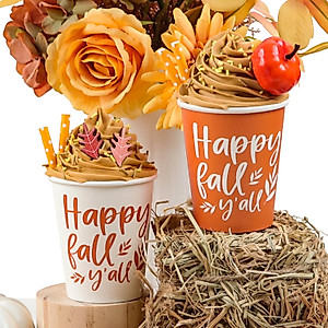 Fall Decor-2 Packs Mini Pumpkin Spice Latte Cups with Faux Whipped Cream -Fall Decorations for Home Table-Fall Tiered Tray Decor-Happy Fall Y'all for Gifts