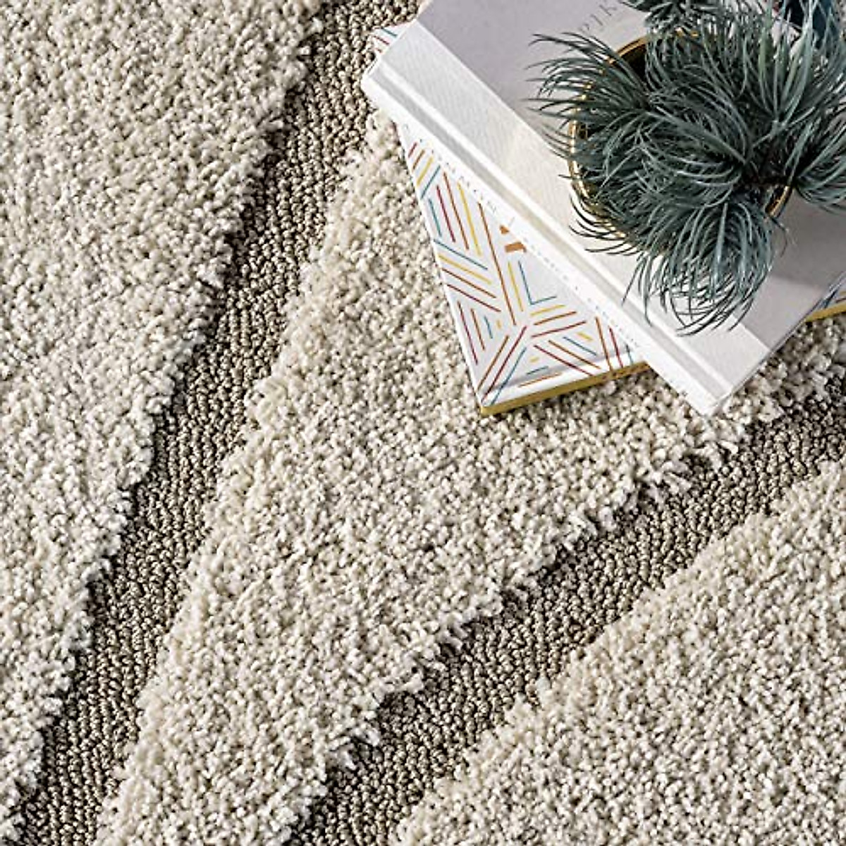 nuLOOM Carolyn Modern Shag Area Rug, 6' Square, Cream