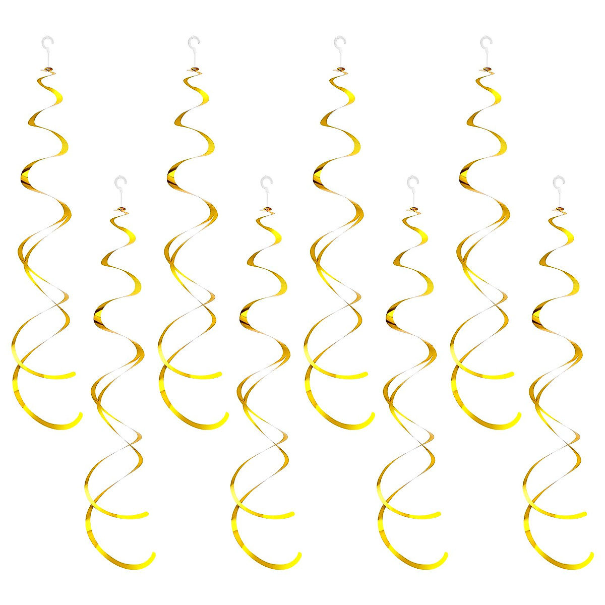 Gold Ceiling Swirl 30 Pcs Foil Party Streamers Decorations Ceiling Decorations Hanging Swirls Party Decorations Plastic Streamer Swirls Decorations for Wedding Thanksgiving Day Graduation Celebration