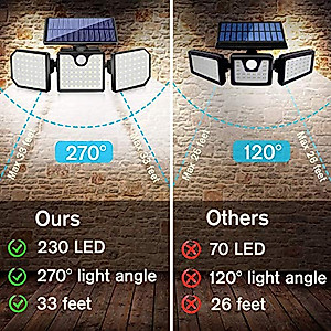 Wind Star Solar Lights Outdoor with Motion Sensor,Solar Motion Lights Solar Flood Lights Waterproof Solar Spotlight Adjustable 3 Heads for Front Door Patio Garden Garage