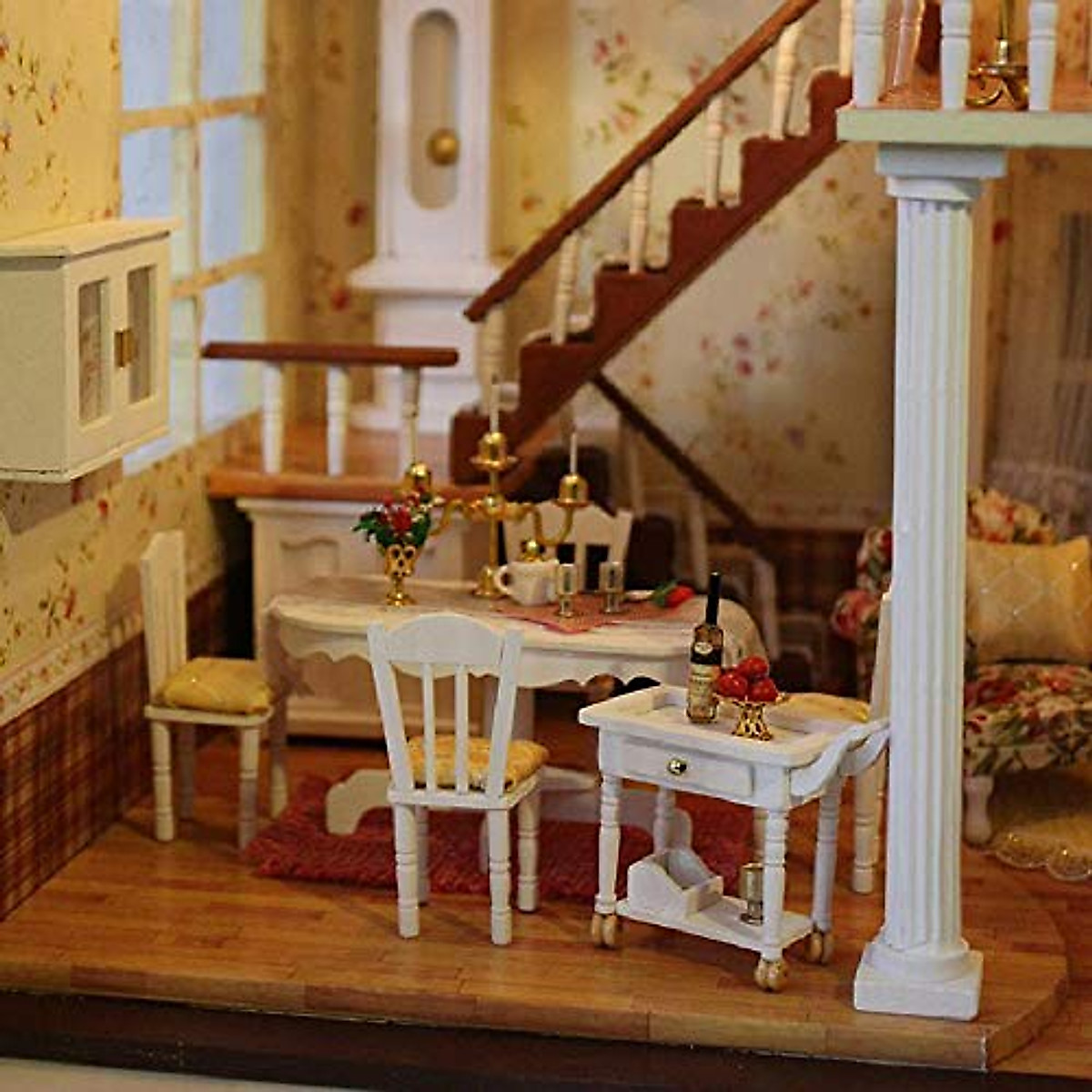 MAGQOO 3D Wooden Dollhouse Miniature DIY House Kit Tiny Mini House Kit DIY Dollhouse Miniature Kit Music Box and Glue Included(House of Fairy Tales)