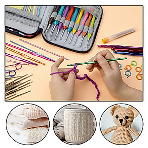 DUKOIPP 103PCS Crochet Hook Kit, Knitting Supplies Crochet Hook Kit with Storage Bag, Ergonomic Soft Grip Knitting Yarn Knitting Needle Kit for Beginners and Experienced Crocheters