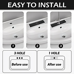 10 Inch Sink Hole Cover Deck Plates Matte Black Faucet Plate Stainless Steel Bathroom Faucet Escutcheon Plates Long Rectangle Cover Deck Plate Escutcheon for Kitchen Bathroom Sink