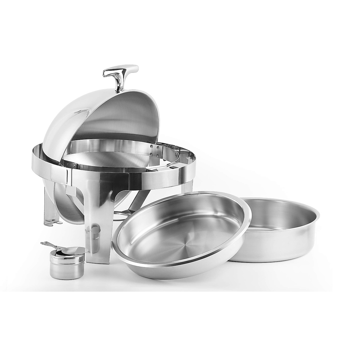 [6 Quart Chafer] Chafing Dish Round Roll Top Bundle Stainless Steel with Apron Buffet Warmer for All Events