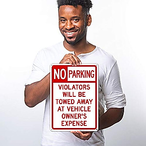 No Parking Sign, Violators Will be Towed10x14 Inches, Rust Free .040 Aluminum, Fade Resistant, Made in USA by Sigo Signs