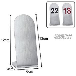 Topjia Stainless Steel Standing Tent Style Table Numbers Card 1-50 Double Side Numbered Table Tents,Stackable Storage Tent Table Numbers Table,for Wedding Party Banquets Restaurant Table Numbers