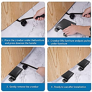 Heavy Duty Furniture Lifter Tool, Upgraded Furniture Movers Dolly with 4 Detachable Wheels, 1400 Lbs Load Capacity, 360° Rotation Dolly for Moving Sofa Piano Refrigerator