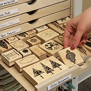 Stamp-n-Storage Drawer Cabinet with 10 Single Drawers for IKEA (will fit IKEA Kallax Shelving) Natural Wood Color