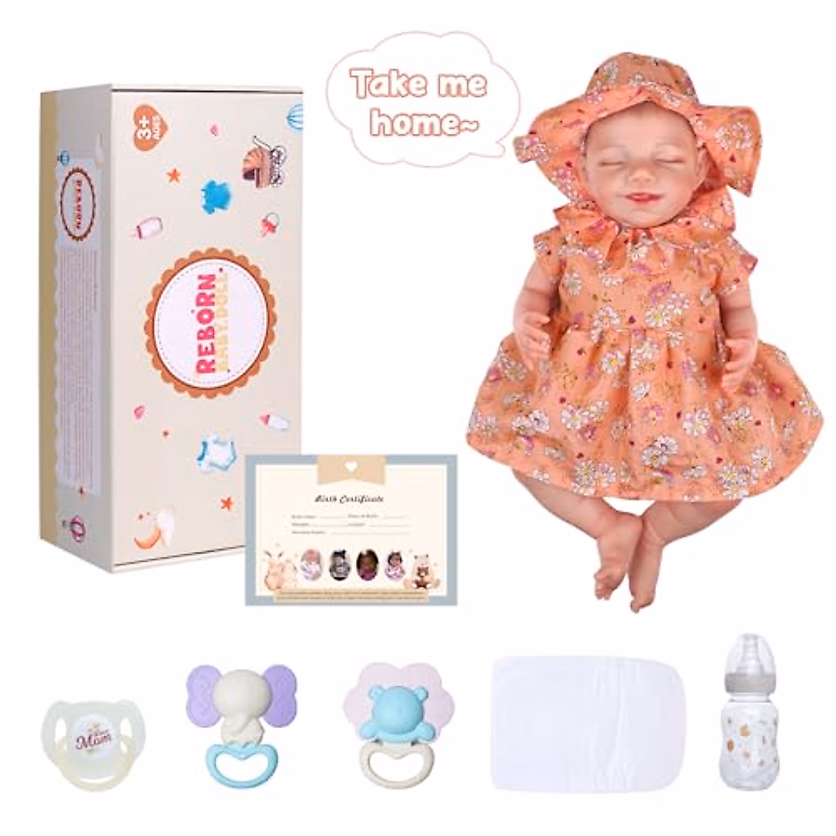 BABESIDE Lifelike Reborn Baby Dolls - 20-Inch Soft Full Vinyl Body Realistic-Newborn Sleeping Baby Girl Doll with Toy Accessories Gift Set for Kids Age 3+ & Collection