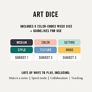 Two Tumbleweeds Art Dice - Drawing & Painting Game for Adults, Artists & Teachers - Set of 9 Dice for Creative Inspiration - Art Supplies for Studio and Classroom - Gift for Artist - 1+ Players