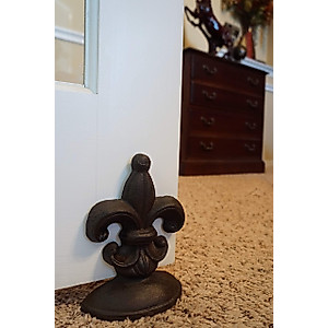 Lulu Decor, Cast Iron Fleur De Lis Door Stop, 2 Lbs, Door Stopper (Antique Brown)