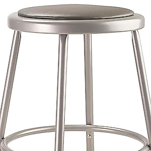 National Public Seating 6400 Series Heavy Duty 18 Inch Adjustable Height Steel Stool with Vinyl Padded Seat, Grey Frame and Legs