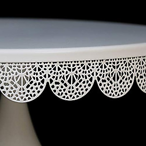 LUCYCAZ 12-inch White Cake Stand, No Need to Install Single Layer Round Metal Cupcake Holder Stand, Wedding Birthday Party Dessert Holder Pedestal/Display/Plate