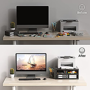 AMERIERGO Printer Stand, Desktop Printer Stand, Printer Stand with Storage, Desktop Stand for Printer with Anti - Skid Pads, Desk Organizer for Office & Home, Black