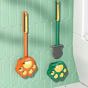 Cute Silicone Toilet Brush Wall Mount with Handle Bathroom Accessories Toilet Cleaner Brush Toilet Bowl Brush and Holder Set
