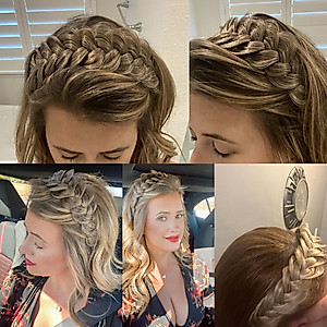 STHEJFB Wide Braided Headband Hoop Fashion Hair Accessories Elastic Non-slip Band for Women and Girl (Black)