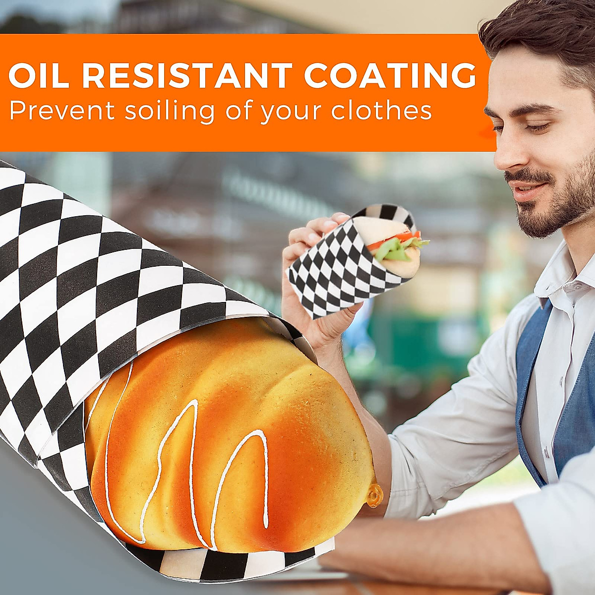 200 Sheets Wax Deli Paper Sheets for Food 12 x 12 inch Checkered Dry Waxed Deli Paper Sheet for Sandwich Paper Liner, Food Basket Liners, Food Wrapping, Black-White