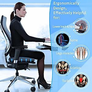 ANKUNABA Seat Cushions for Office Chairs, Large Memory Foam Chair Pad for Coccyx Tailbone Sciatica Back Pain Relief, Orthopedic Butt Pillow for Desk Car Wheelchair Computer Long Sitting (Black)