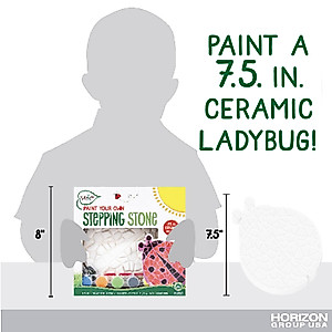Creative Roots Mosaic Ladybug Stone, Includes 7-Inch Ceramic Stepping Stone & 6 Vibrant Paints, DIY Garden Stepping Stone Kit for Kids Ages 6+