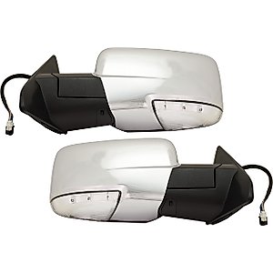 Kool Vue Driver & Passenger Side Power Heated Mirrors for Ram 1500 2500 2014-2018 Power Fold With Signal Light & Puddle Lamp Chrome