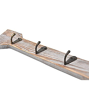 Decorative Wood Arrow Wall Hooks Hanger Coat Rack Key Holder Wall Decor - Farmhouse Chic Rustic Coat Hooks | Great for Keys, Coats, Dog Leash, Hats, Keys Hooks for entryway Front Door