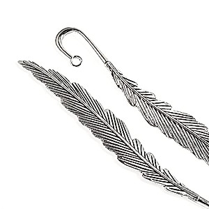 5 Silver Feather Bookmarks, Metal DIY Bookmark Blanks