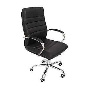 CangLong High Back Wheels Ergonomic Executive Adjustable Waterfall Seat Padded Arms Swivel Computer Office Chairs, Black