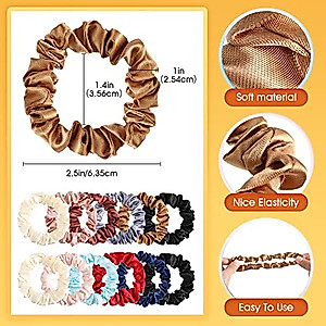 WILLBOND 12 Pcs Small Mini Silk Scrunchies Bulk for Hair Mini Satin Scrunchy Elastic Ponytail Holders Thin Hair Bands Thick Curl Hair Ties Skinny Hair Accessories Ropes for Women Girl(Fresh Color)