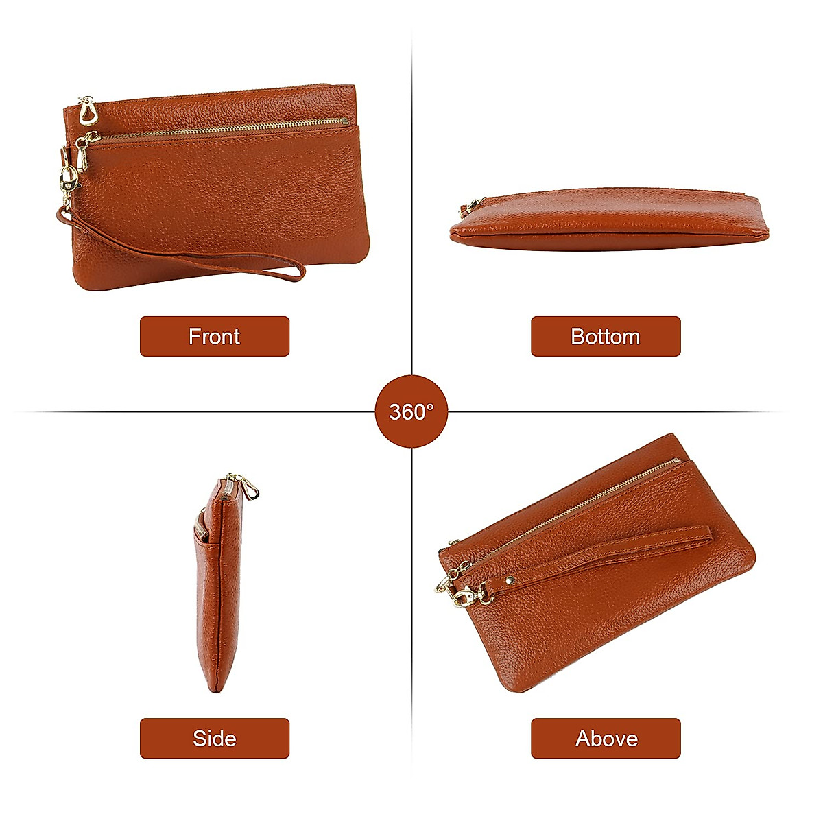 Oweisong Women Leather Wristlet Handbags Small Cell Phone Clutch Organizer Wallets Purses for Girls